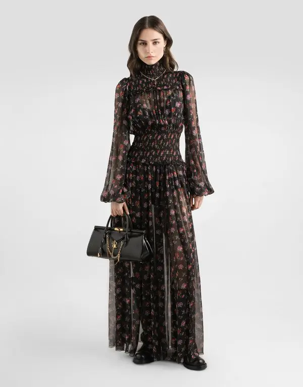 Dolce & Gabbana Floral-print Long Chiffon Dress - Multicolor