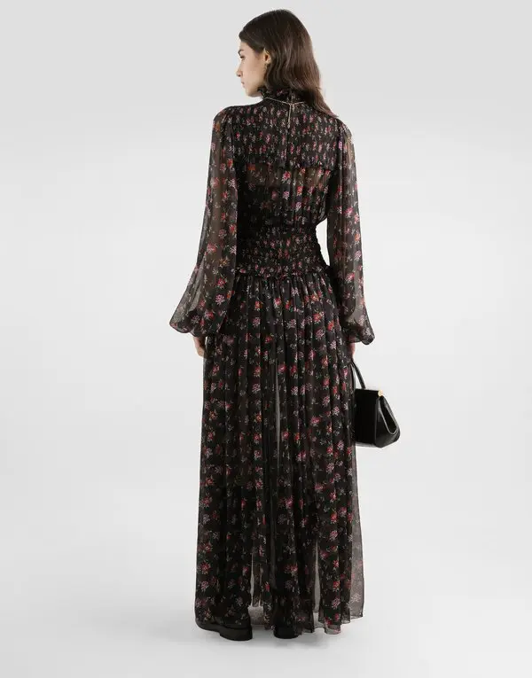 Dolce & Gabbana Floral-print Long Chiffon Dress - Multicolor
