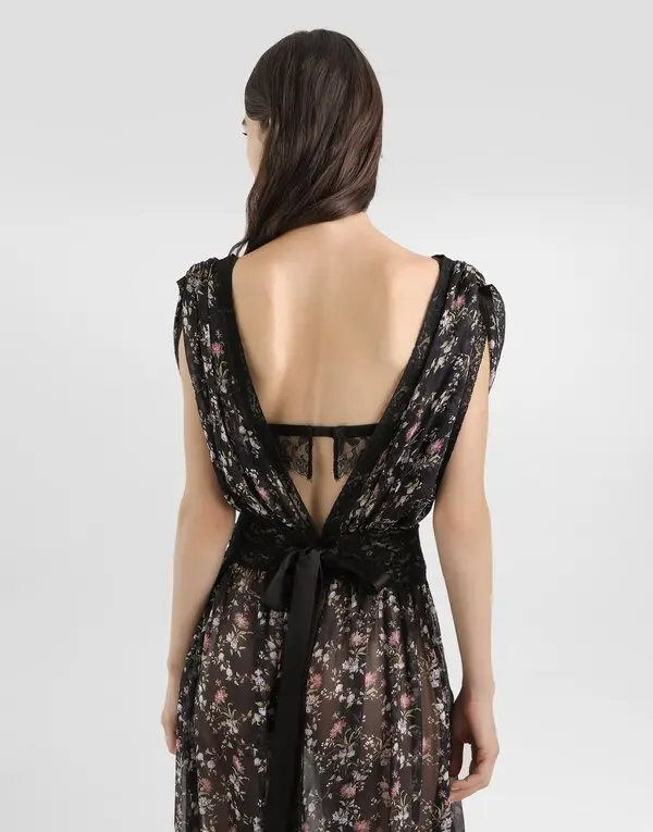 Dolce & Gabbana Floral-print Chiffon Dress - Multicolor