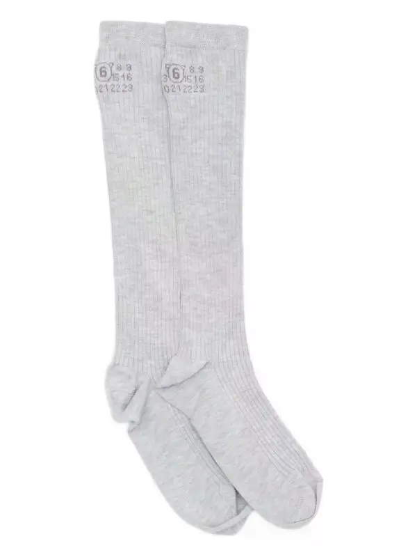 MAISON MARGIELA Ribbed Logo Socks - Grey