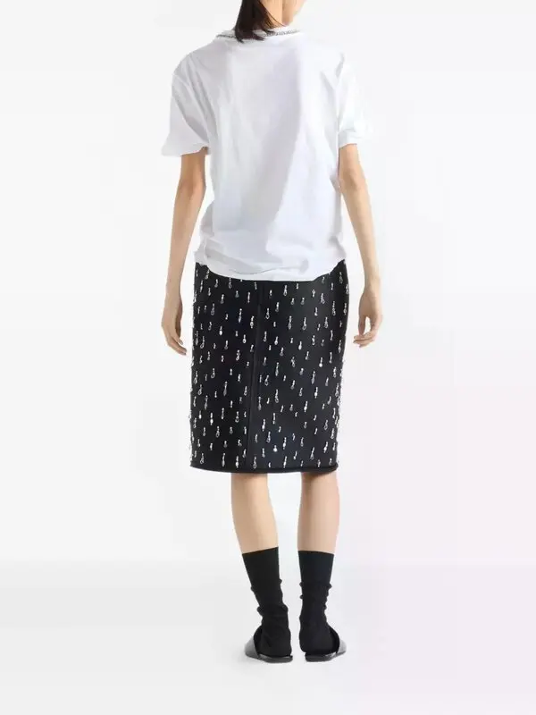 Prada Embellished Scuba Midi Skirt