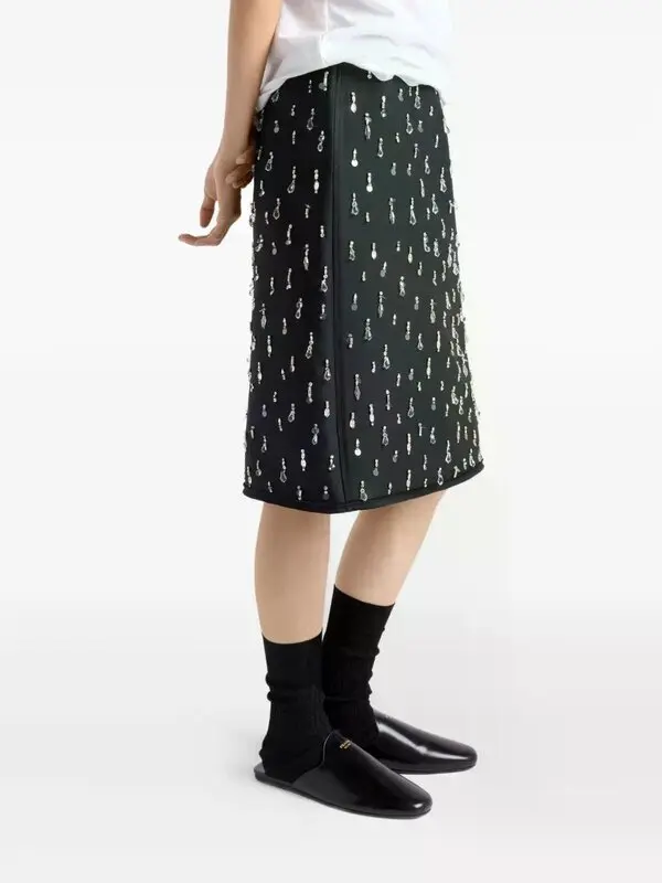 Prada Embellished Scuba Midi Skirt
