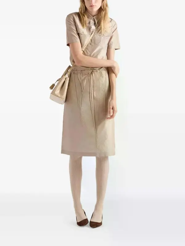 Prada Pencil Midi Skirt With Drawstring - Neutrals