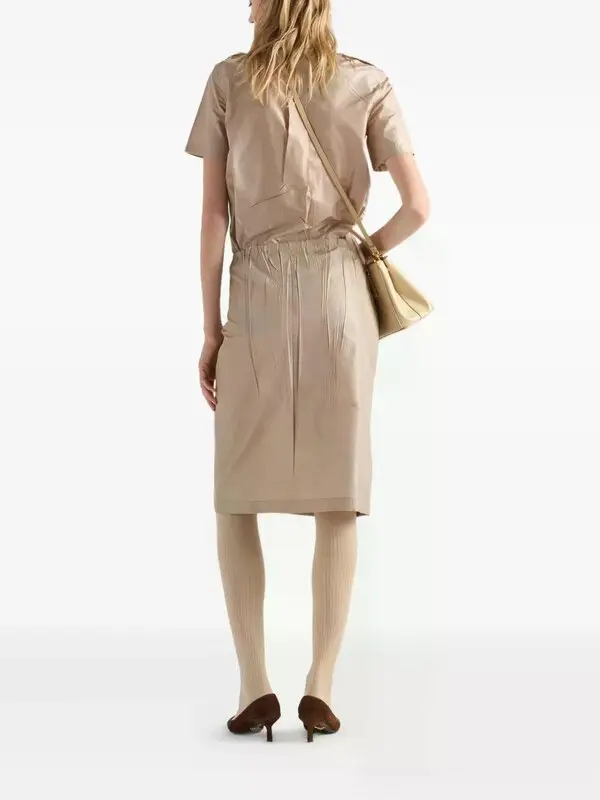 Prada Pencil Midi Skirt With Drawstring - Neutrals