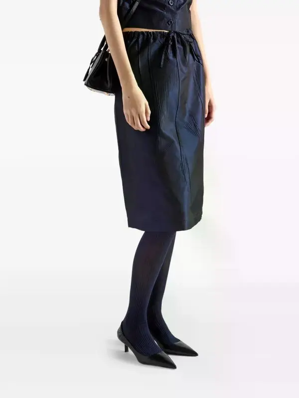 Prada Drawstring Midi Pencil Skirt - Blue
