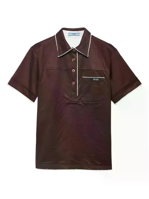 Prada Patch-pocket Raw-cut Polo Top