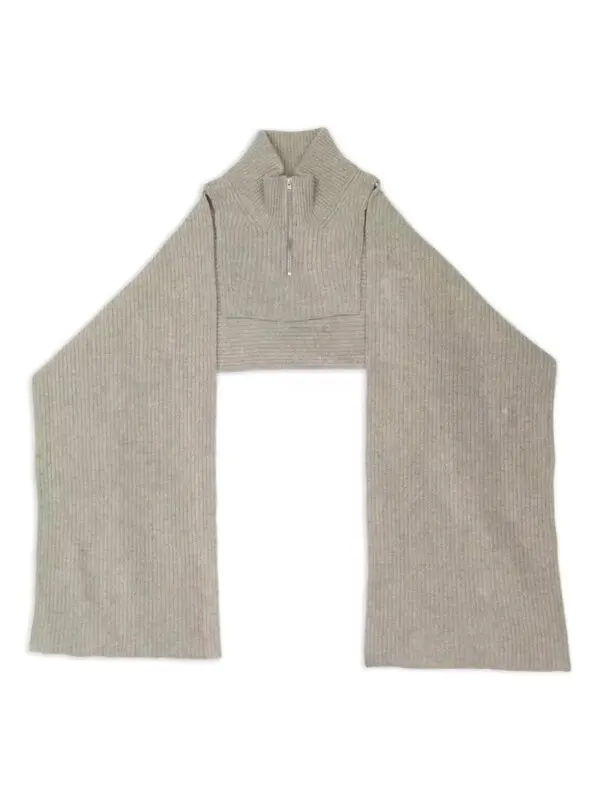 MAISON MARGIELA Half-zip Ribbed Scarf - Neutrals