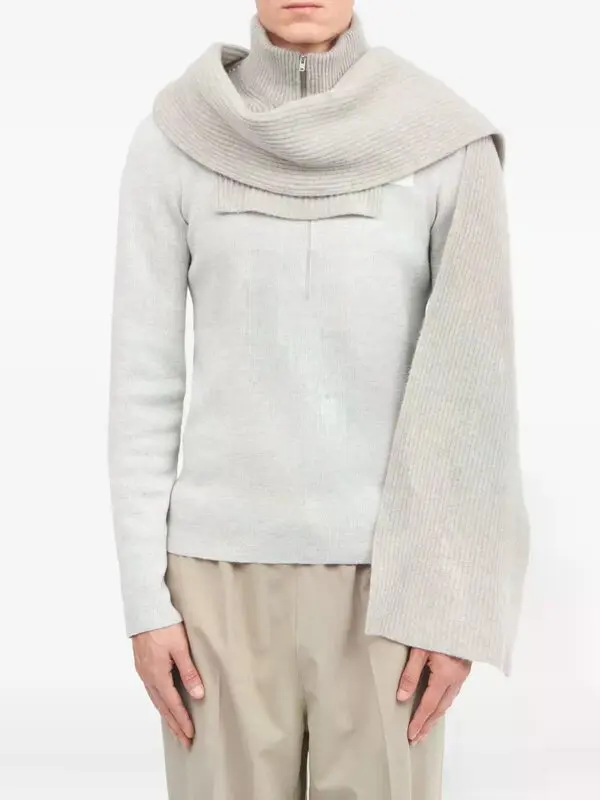 MAISON MARGIELA Half-zip Ribbed Scarf - Neutrals