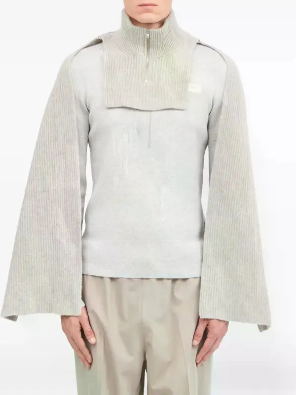 MAISON MARGIELA Half-zip Ribbed Scarf - Neutrals