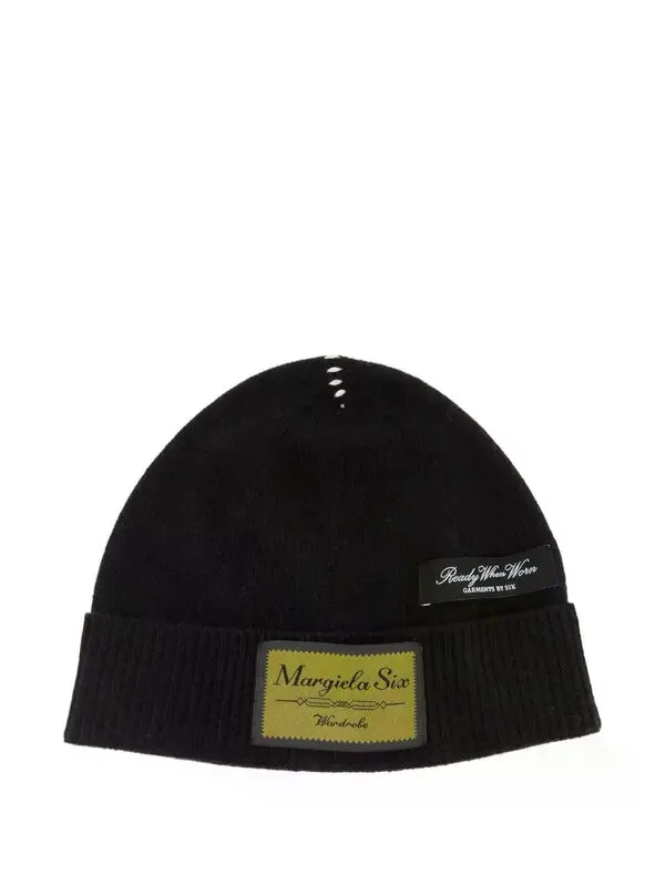 MAISON MARGIELA Logo-patch Beanie - Black