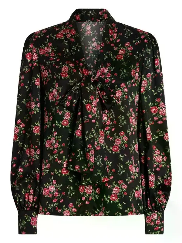 Dolce & Gabbana Floral Tie-neck Blouse