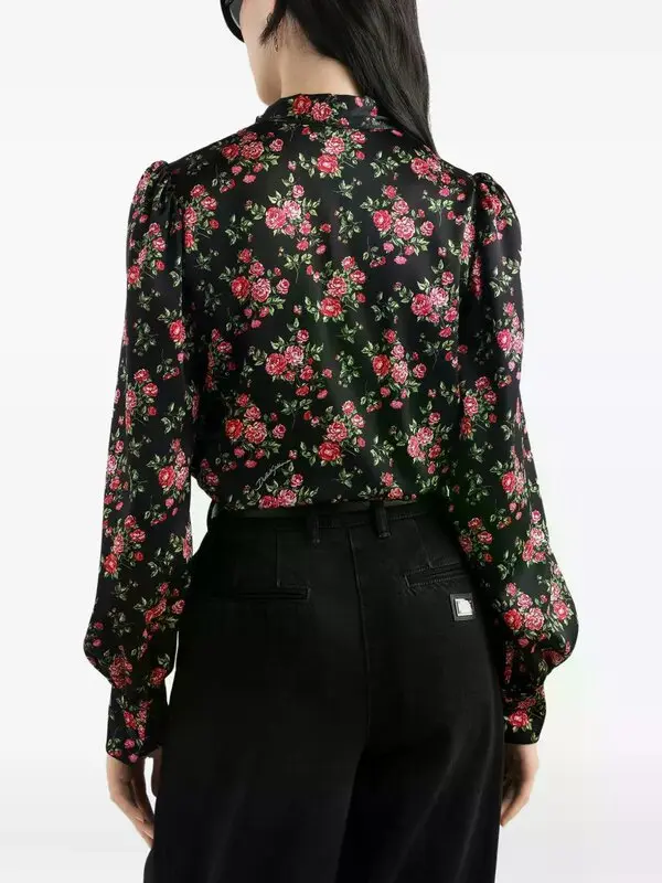 Dolce & Gabbana Floral Tie-neck Blouse