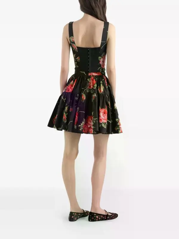 Dolce & Gabbana Floral Tiered Mini Skirt - Black