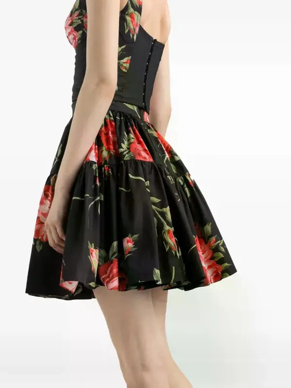 Dolce & Gabbana Floral Tiered Mini Skirt - Black