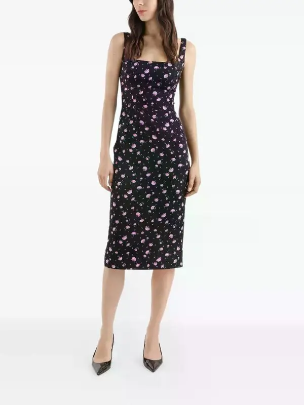 Dolce & Gabbana Floral-print Midi Dress - Black