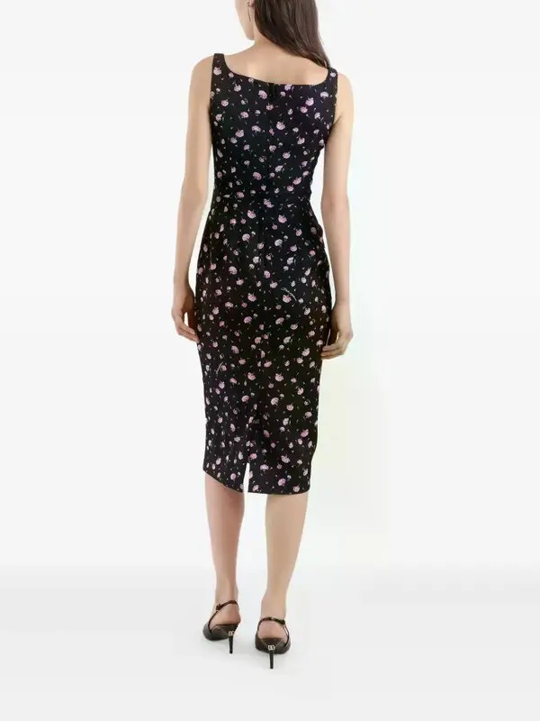 Dolce & Gabbana Floral-print Midi Dress - Black