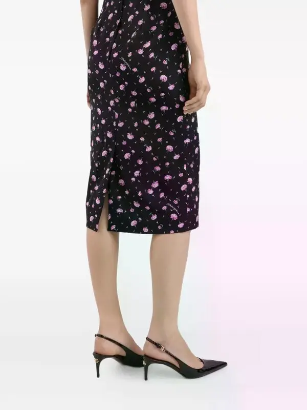 Dolce & Gabbana Floral-print Midi Dress - Black