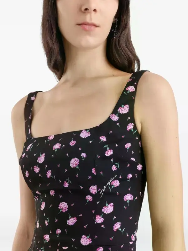 Dolce & Gabbana Floral-print Midi Dress - Black