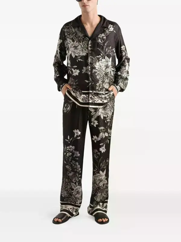 Dolce & Gabbana Floral Print Trousers - Black