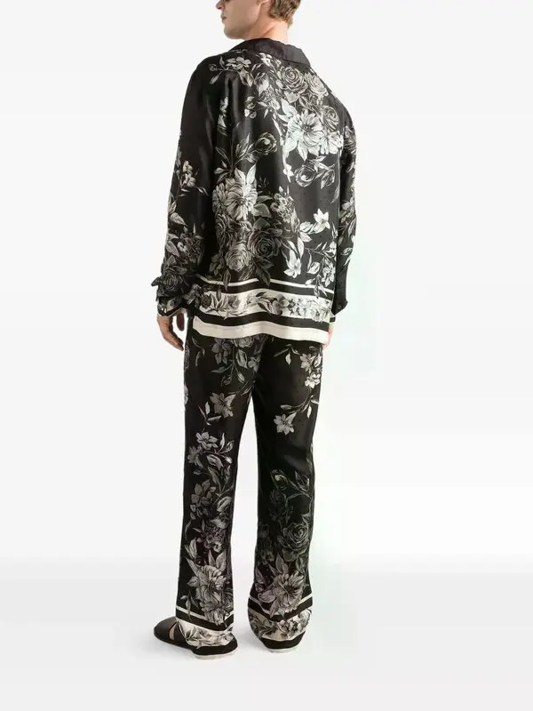 Dolce & Gabbana Floral Print Trousers - Black
