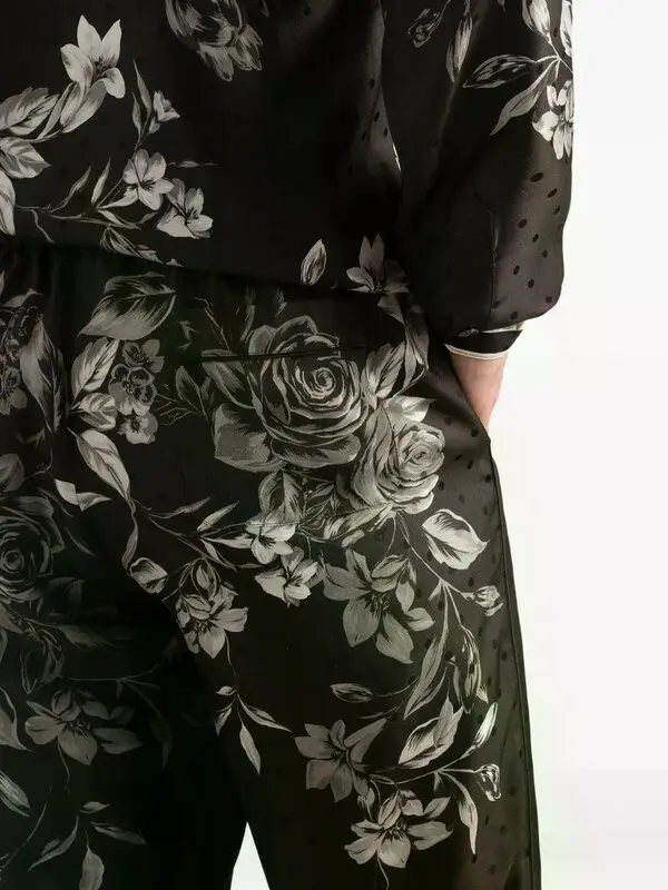 Dolce & Gabbana Floral Print Trousers - Black