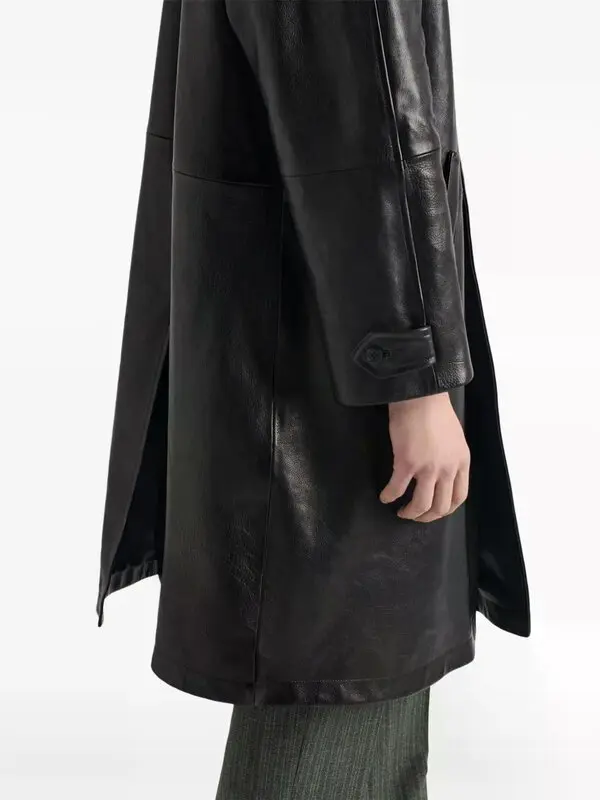 Prada Button-fastening Leather Coat