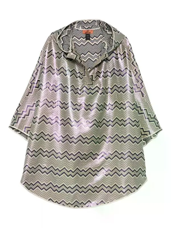 Missoni Chevron-pattern Hooded Cape - Blue
