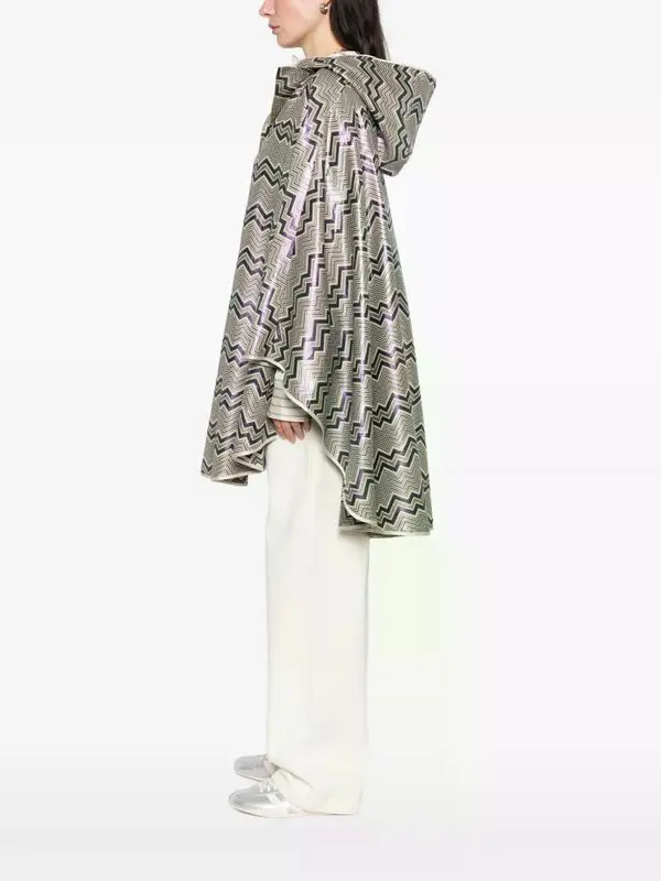 Missoni Chevron-pattern Hooded Cape - Blue