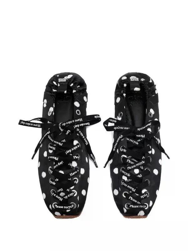 GANNI Sporty Ballerina Flats In Polka Dot - Black
