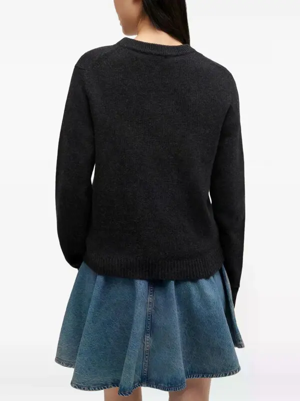 GANNI Graphic Wool Blend Sweater - Grey