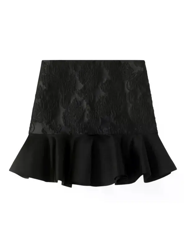 GANNI Floral Ruffled Mini Skirt - Black