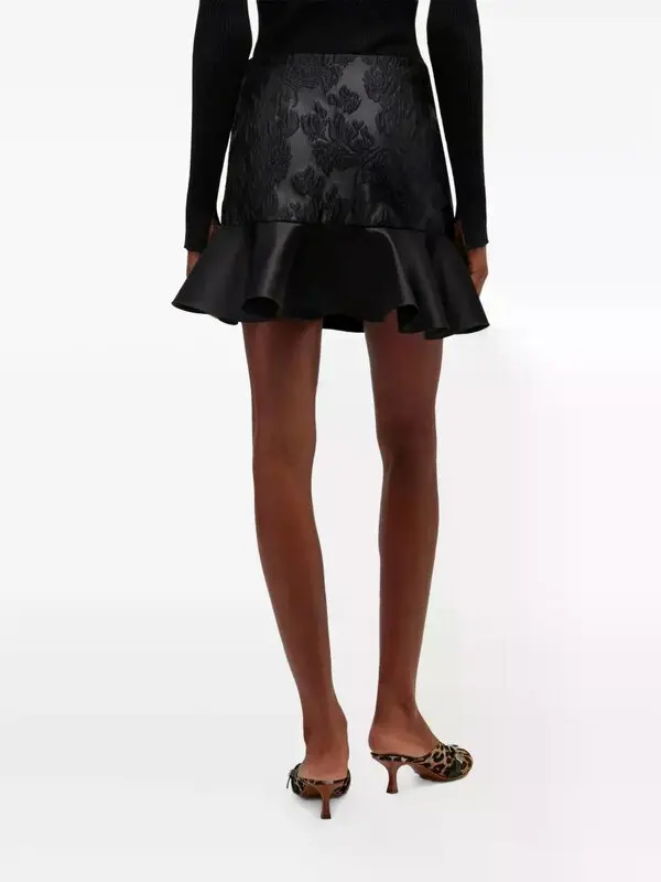 GANNI Floral Ruffled Mini Skirt - Black