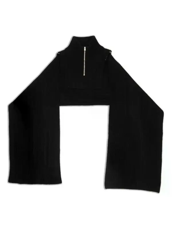 MAISON MARGIELA Half-zip Ribbed Scarf - Black