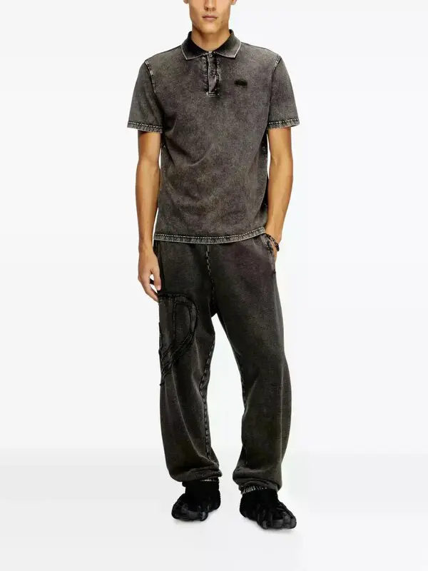 DIESEL® T-rejust-nc-den Frayed Patch Polo Shirt - Grey