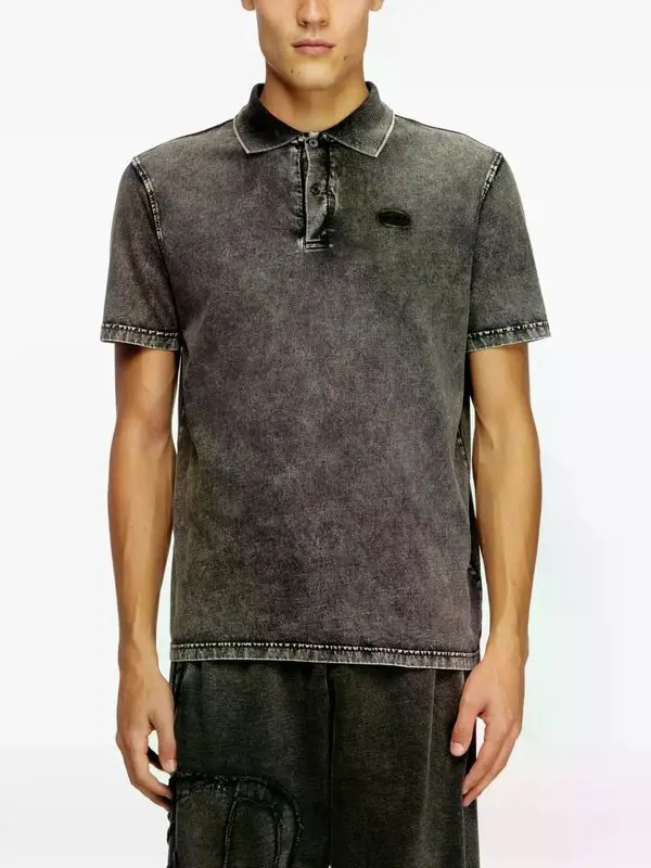 DIESEL® T-rejust-nc-den Frayed Patch Polo Shirt - Grey