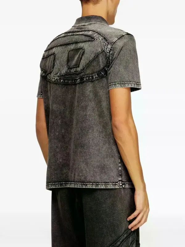 DIESEL® T-rejust-nc-den Frayed Patch Polo Shirt - Grey