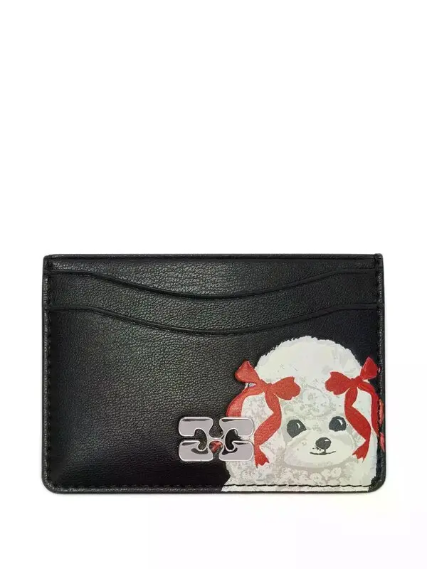 GANNI Dog Appliqué Card Holder - Black