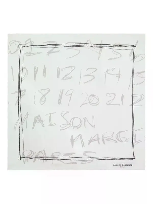 MAISON MARGIELA Number Print Silk Scarf - White