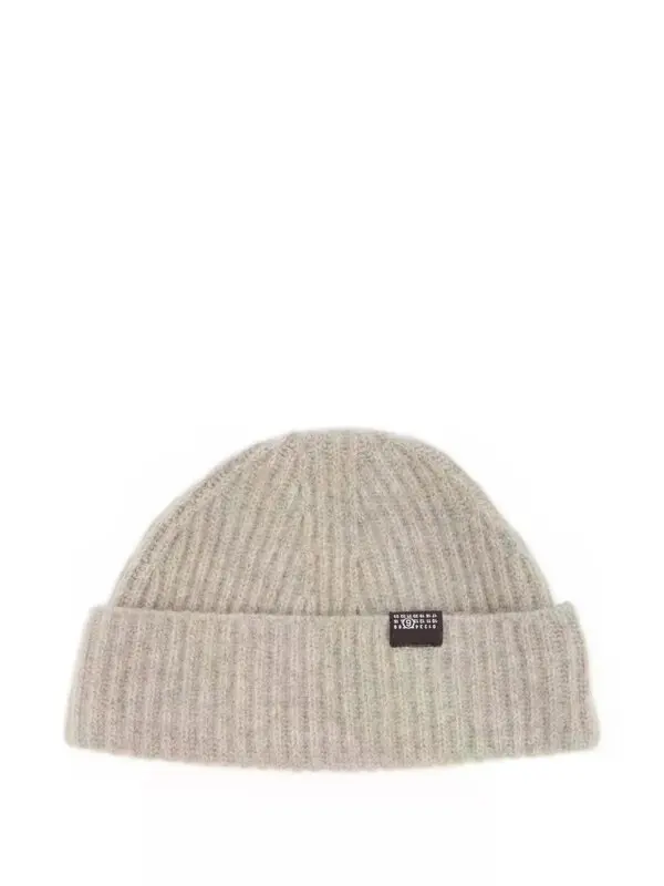 MAISON MARGIELA Ribbed Logo-patch Beanie - Neutrals