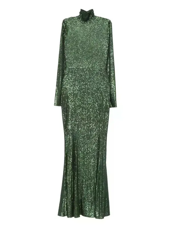 Norma Kamali Turtleneck Fishtail Maxi Dress