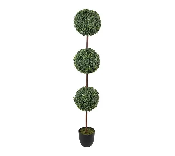 NORTHLIGHT 4' Two-tone Boxwood Triple Ball Topi Ry Pot Unlit - One-color