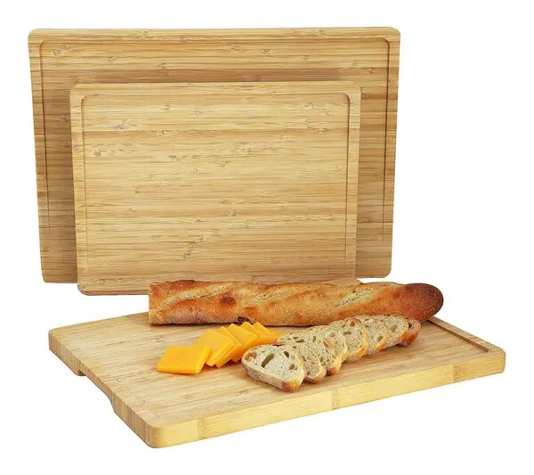 MEGACHEF 3pc Bamboo Cutting Prep Boards With Sl Anted Groove - One-color