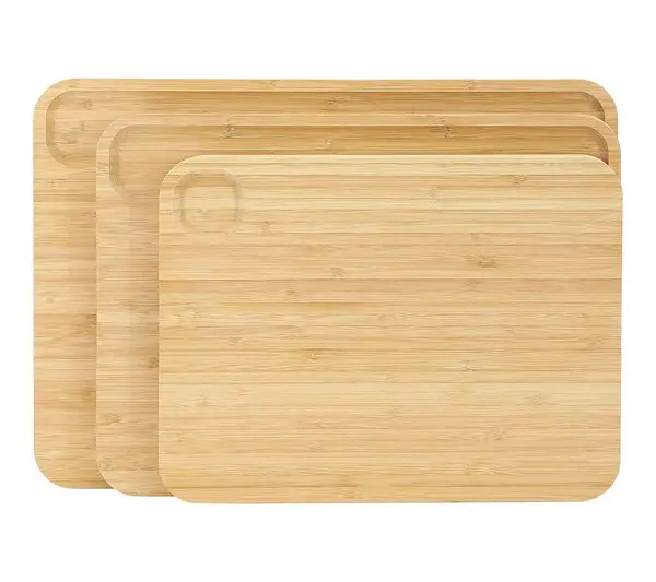 MEGACHEF 3pc Bamboo Cutting Prep And Serving Bo Ard Set