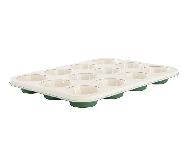 MARTHA STEWART Gallen 12cup Carbon Steel Muffin Pan Dark Green - One-color