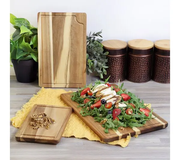 MEGACHEF 3pc Acacia Wood Cutting Board Set