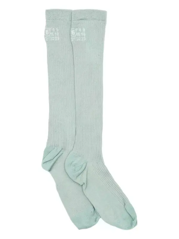 MAISON MARGIELA Numeric Logo Ribbed Socks - Green