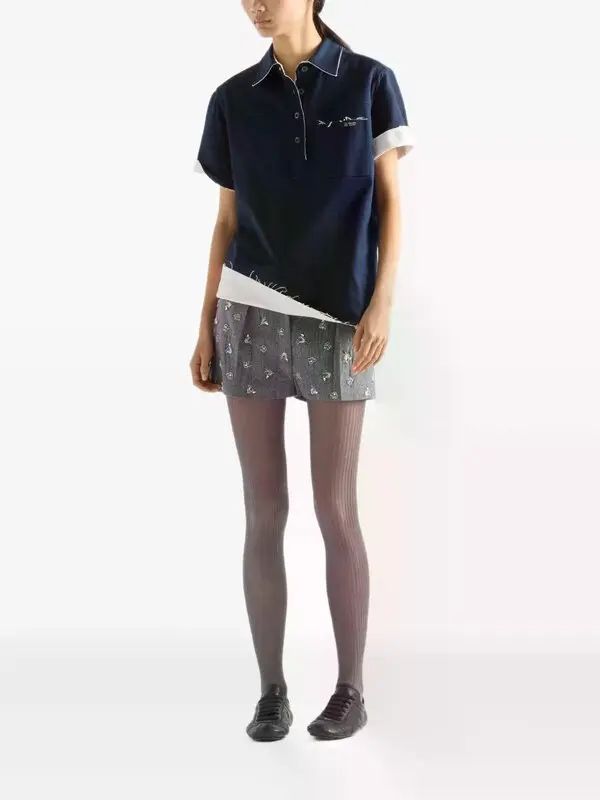 Prada Lisle Logo-label Cotton Polo Shirt