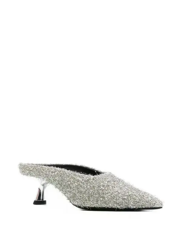 SIMONMILLER 55mm Pointed-toe Heeled Mules - Silver