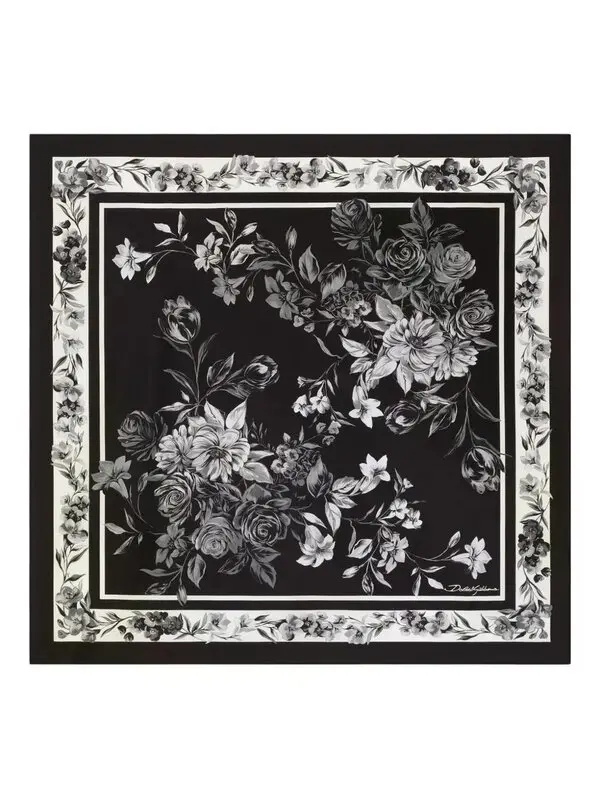 Dolce & Gabbana Floral-print Scarf - Black