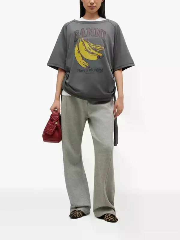 GANNI Drawstring Graphic T-shirt - Grey